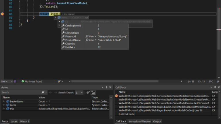 Visual Studio Diagnostic Tools and Debugger Profile