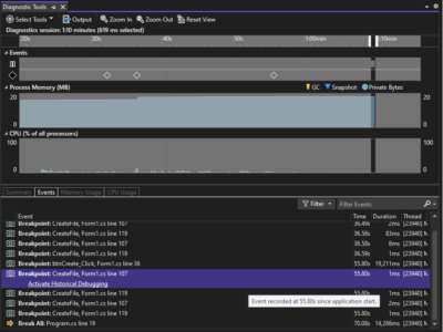 Visual Studio Diagnostic Tools and Debugger Profile